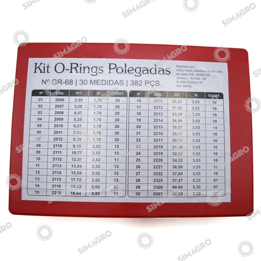 Kit de orings en pulgadas - AGEL - Simagro